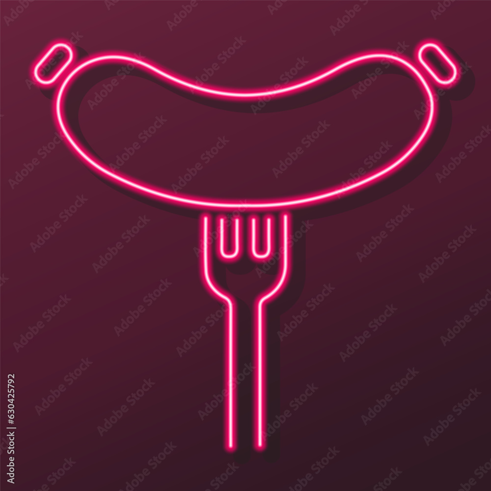 sausage neon sign, modern glowing banner design, colorful modern design ...