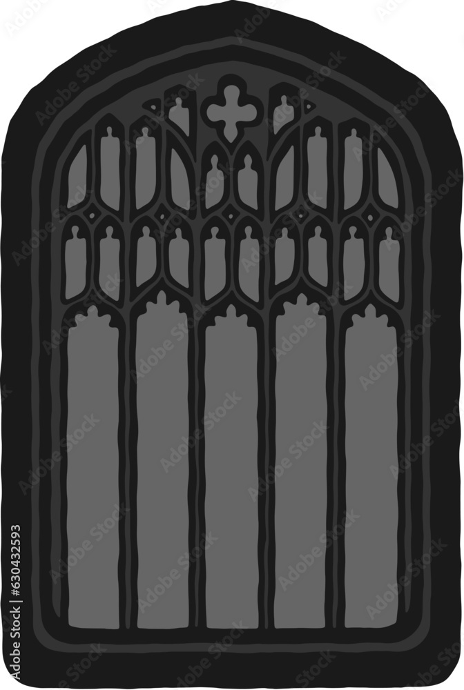 English perpendicular gothic window tracery with Tudor arch stylized ...