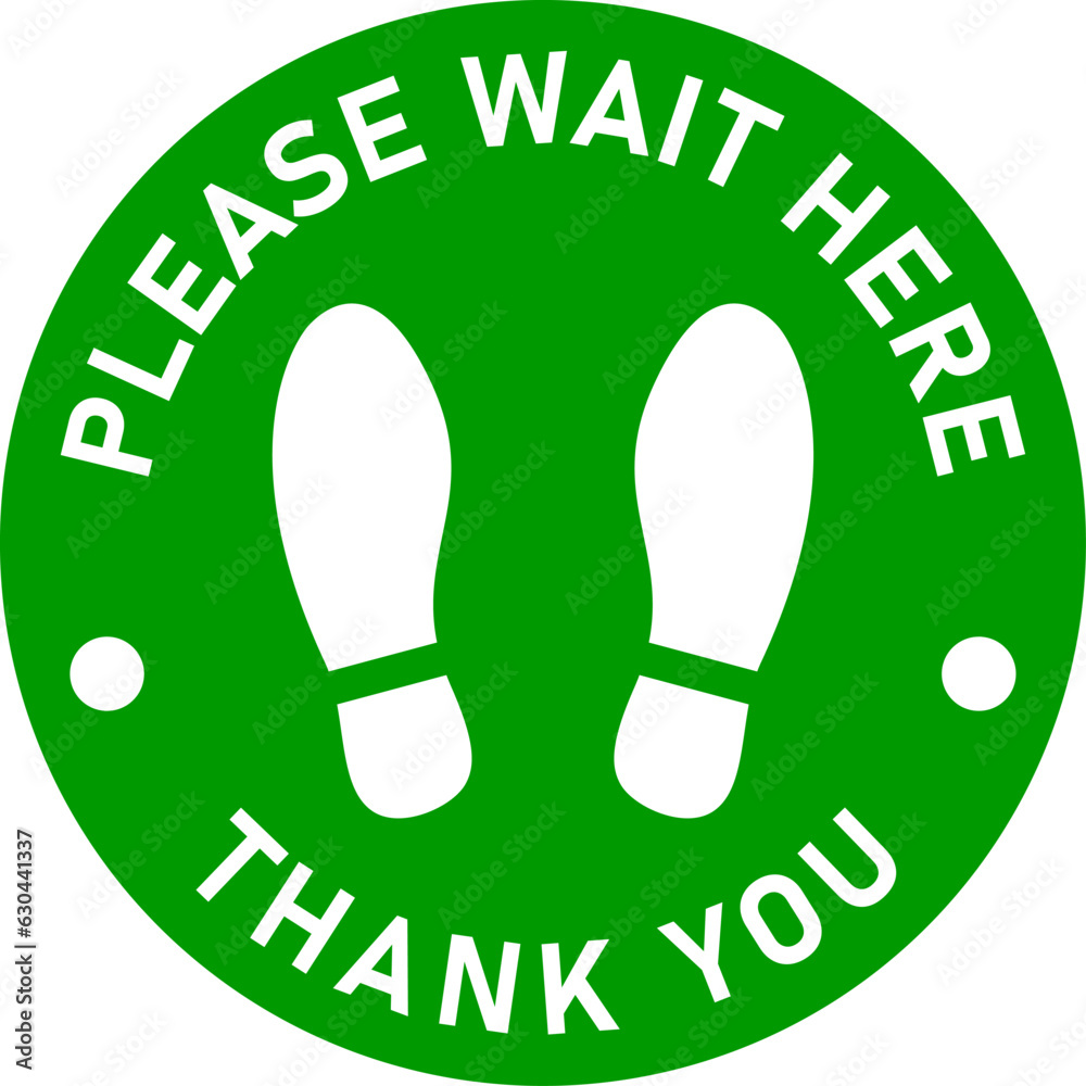 Green and White Please Wait Here Thank You Social Distancing Round ...