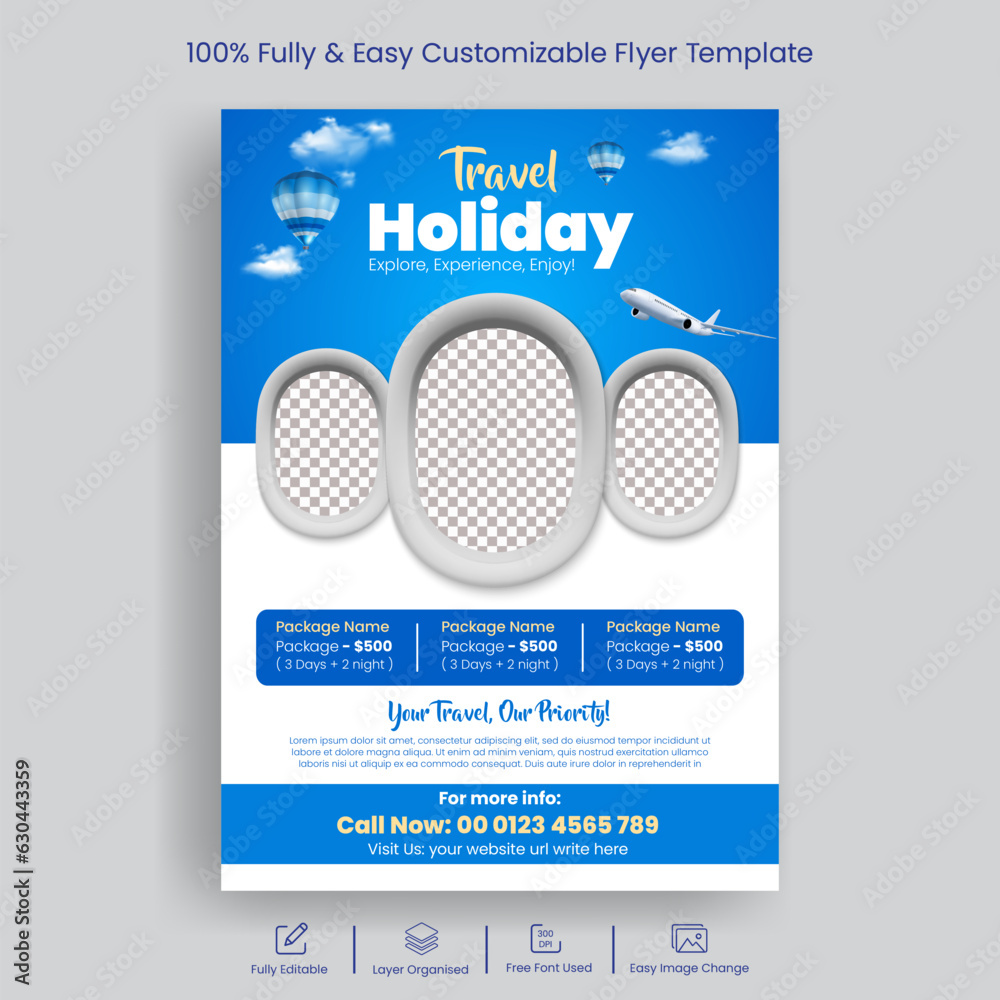 Travel agency print flyer or poster template, Travelling, tourism ...