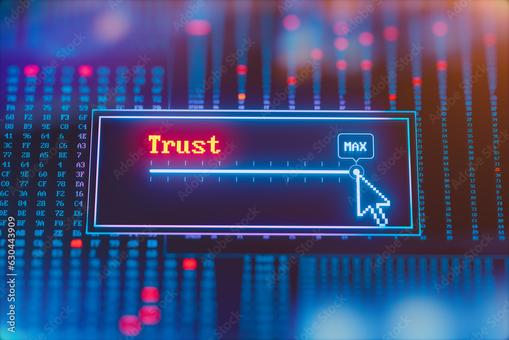 Cursor set trust parameter to maximum. Concept of teamwork, partnership ...