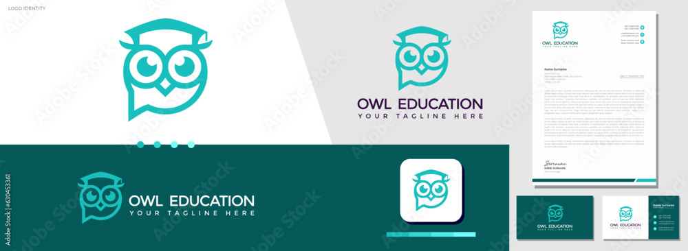 Modern style education logo design with owl character with business ...