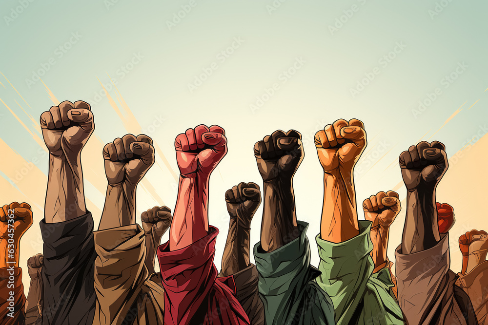 Protest, stop racism, equality concept. Fight for your rights. cartoon ...