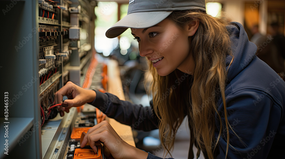 Female Electrician Stock Photo | Adobe Stock