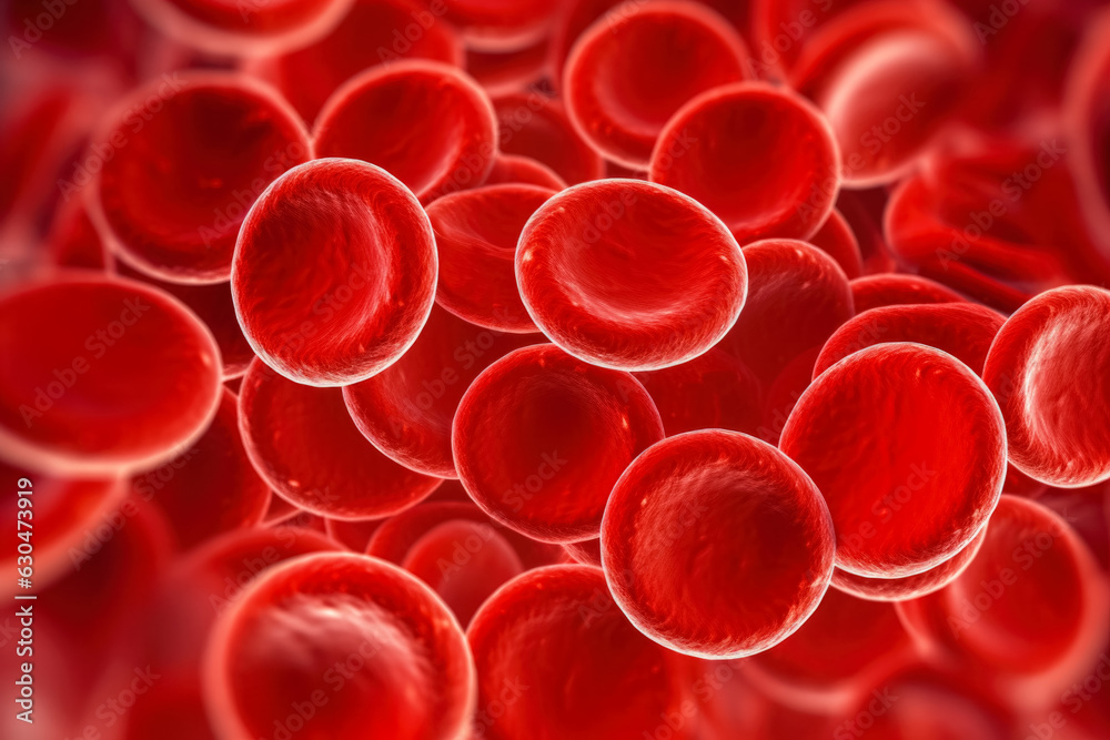 Red blood cells under microscope, scientific illustration. Generative ...