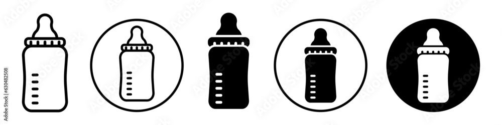 Baby Bottle symbol Icon vector flat outlined round set collection of ...