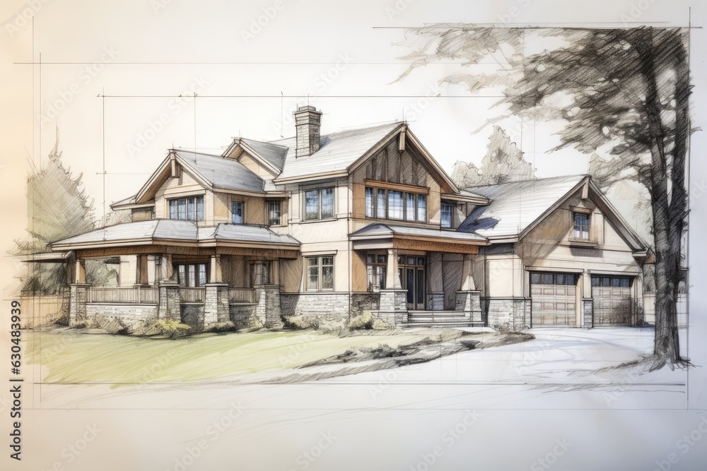 Creating a custom house design through hand drawing, incorporating a ...