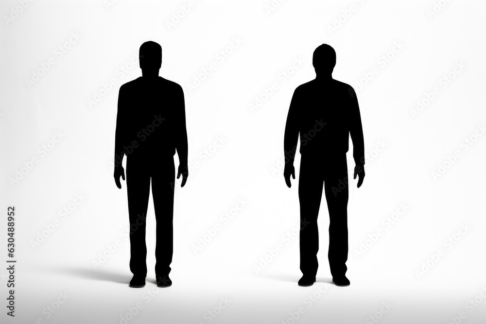 Black and white silhouettes of men. The men are standing with their ...