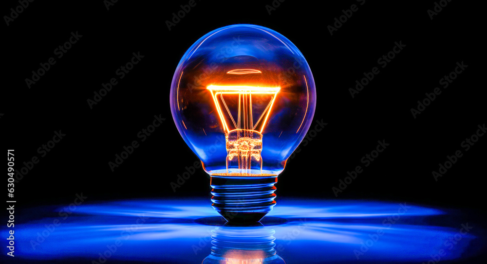 Glowing lightbulb amidst darkness, emblematic of innovation.. Ai ...
