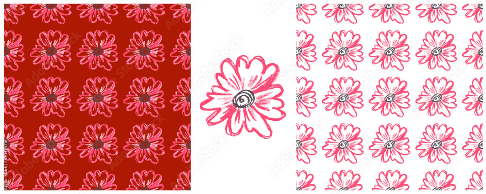 Set drawings with wax crayons. Print for cloth design, textile, fabric ...