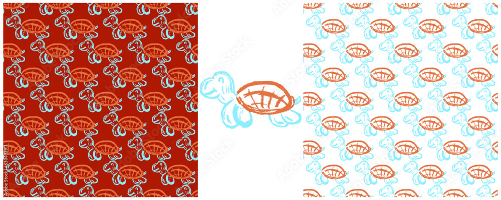 Set drawings with wax crayons. Print for cloth design, textile, fabric ...