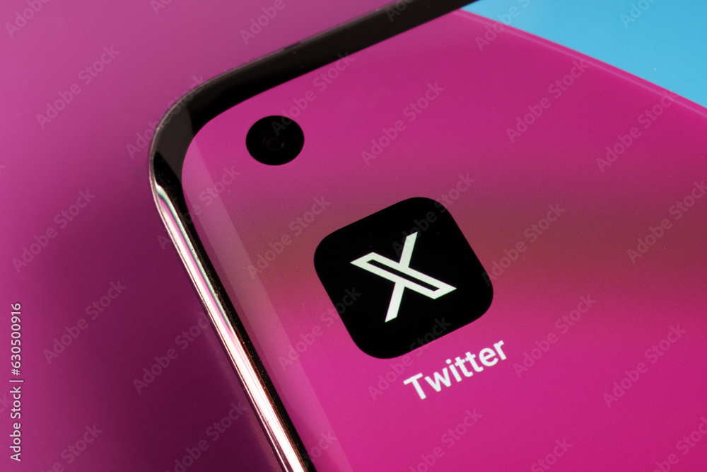 Twitter X app logo seen on screen of smartphone. Twitter rebrands as X ...