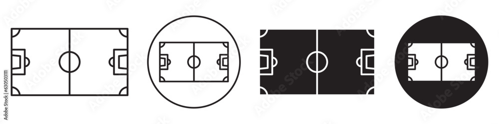 Football field symbol icon in flat black and white outlined logo ...