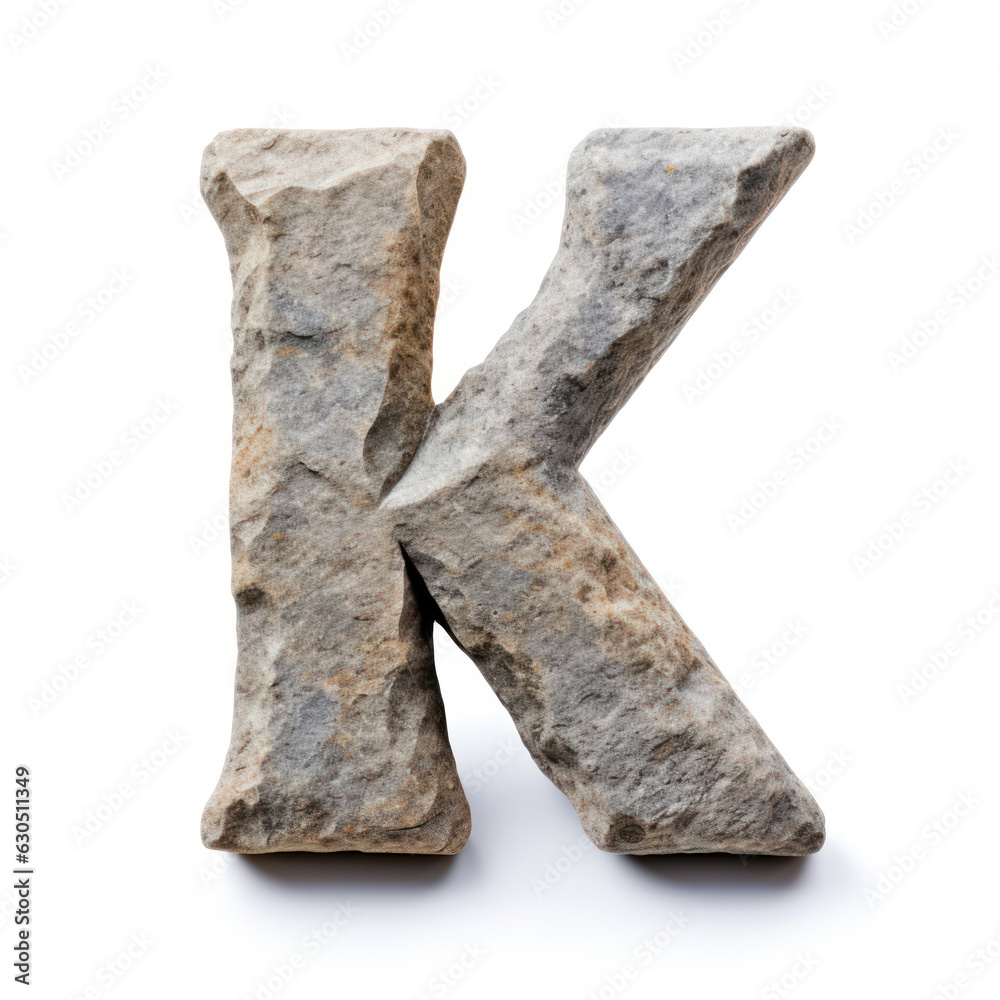 letter K in the shape of stone, granite typography letter font ...