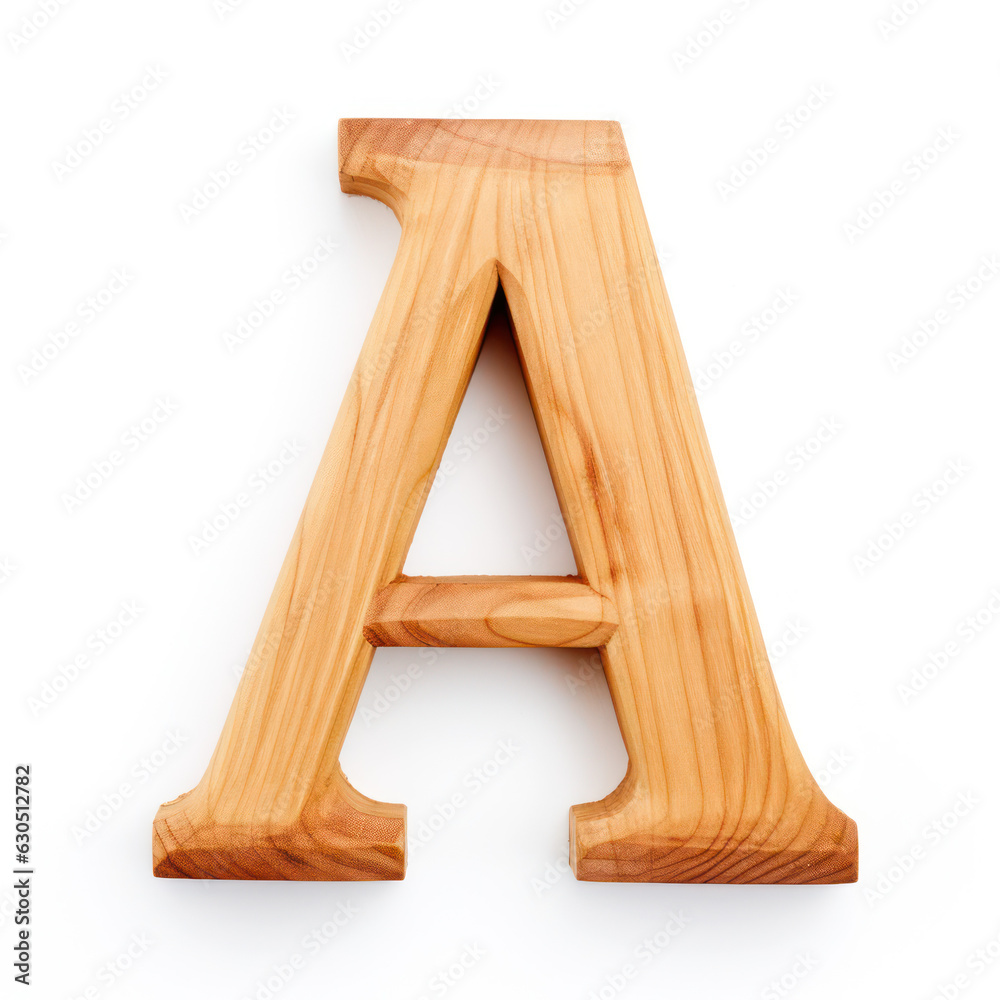 letter A in the shape of woodblock, wood typography letter font ...