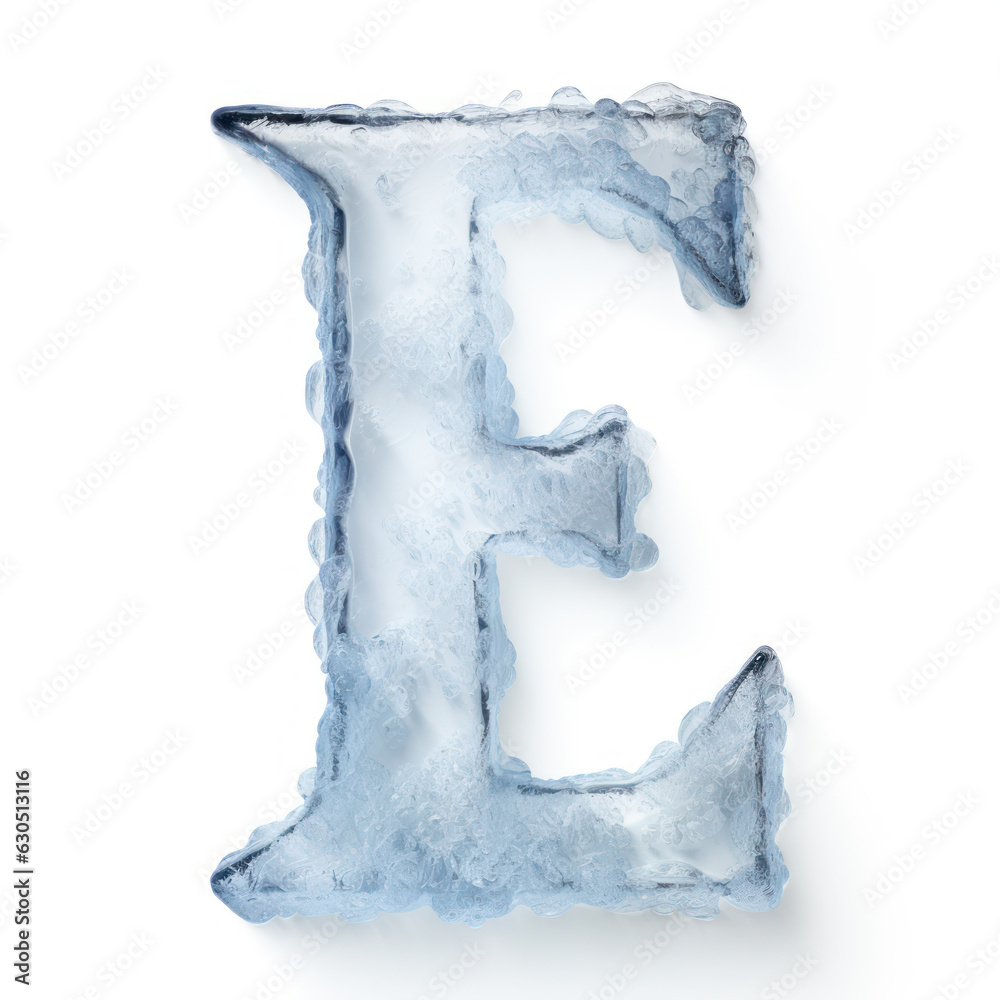 letter E in the shape of ice, ice typography letter font illustration ...
