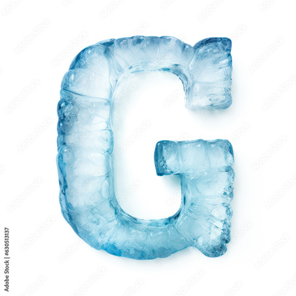 letter G in the shape of ice, ice typography letter font illustration ...