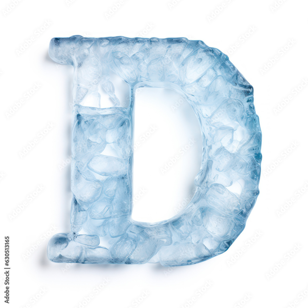 letter D in the shape of ice, ice typography letter font illustration ...