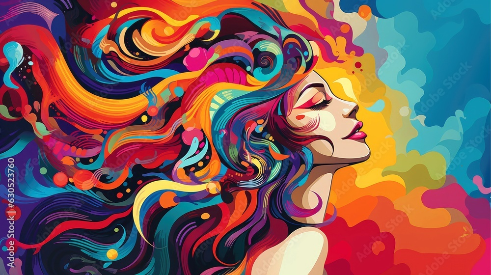 Illustration of abstract profile of a human head and consciousness with ...