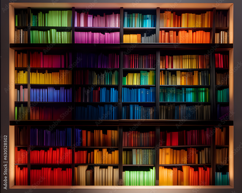 Colorful bookshelf, full wall colorful bookshelf, best modern library ...