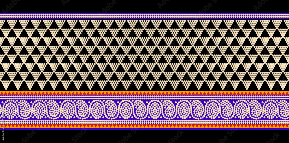 Seamless vector bandhani border design. Peacock feather motif simple ...