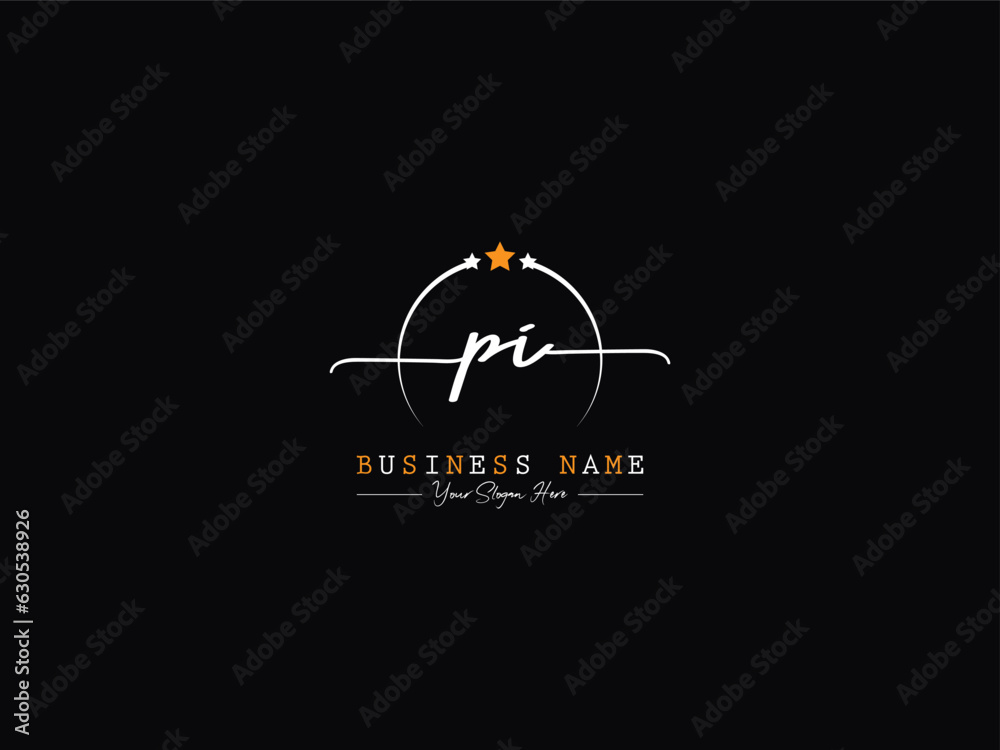 Calligraphy PI Modern Signature Logo, Initial pi i p Logo Letter Vector ...