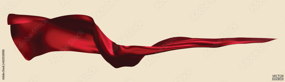 Flying dark red silk textile fabric flag background. Smooth elegant red ...