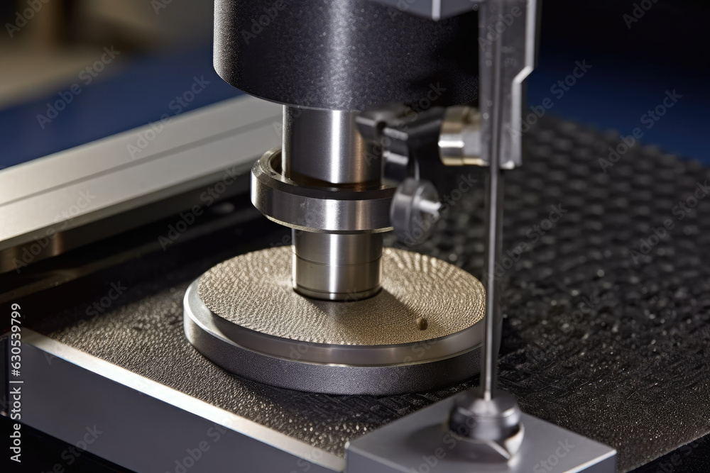 Extreme close-up of a material testing machine capturing the texture ...