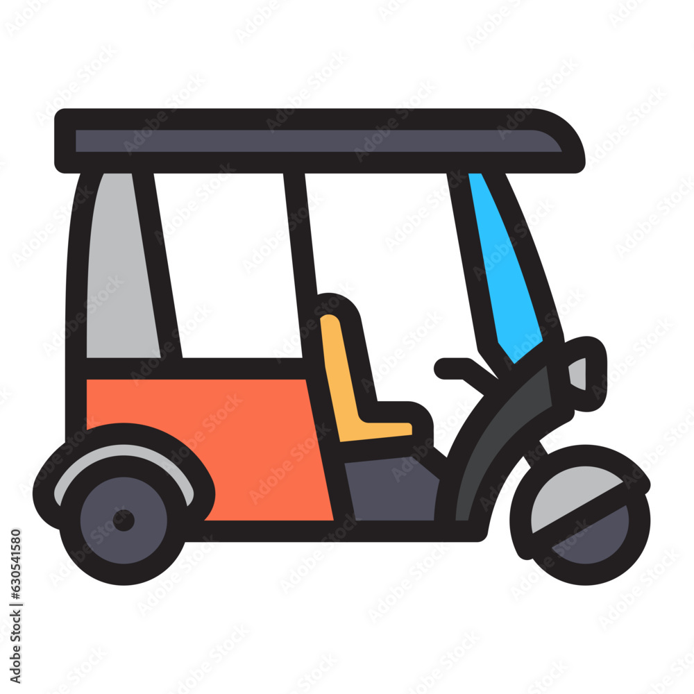 Tuk tuk outline icon. Transportation illustration for templates, web ...