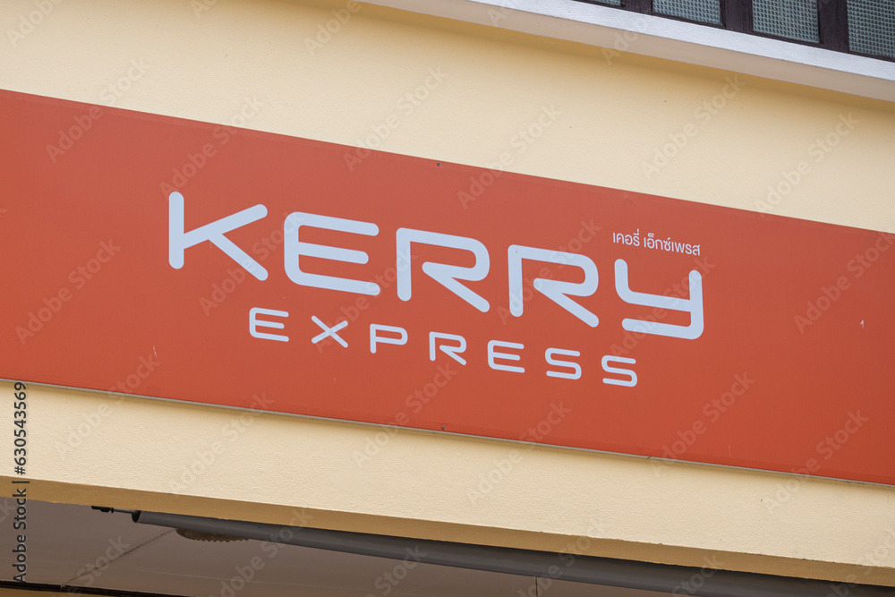 Kerry Express - logo on an orange sign in thailand. Takua Pa Thailand ...