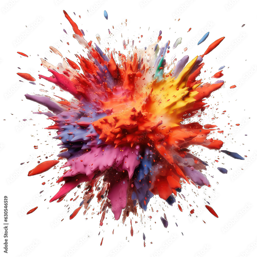 Colorful paint explosion, like a stick of dynamite in a pile of paint ...