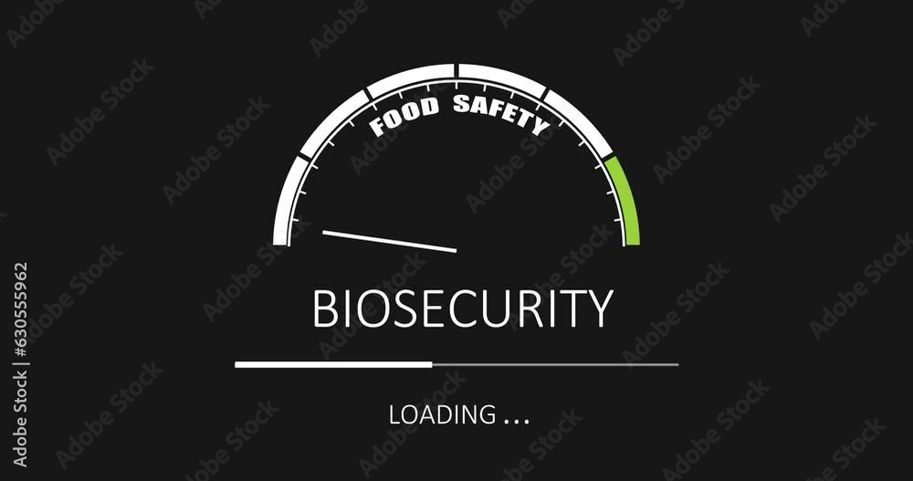 Influence of biosecurity on food safety. Instrument scale with arrow ...