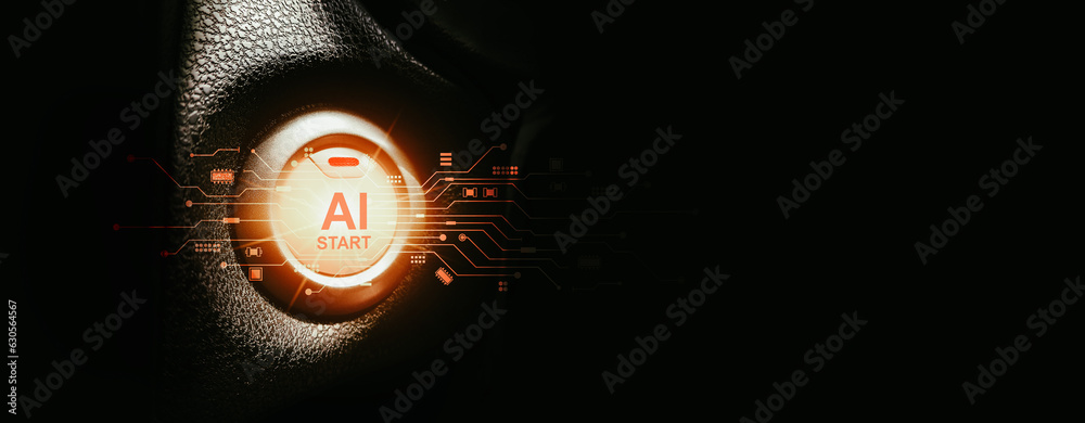 Ai, Artificial Intelligence, start button with electronic circuit ...