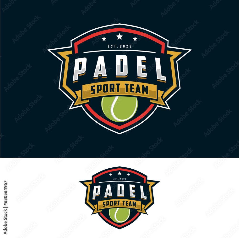 Padel badge emblem logo. Sports label vector illustration for a padel ...