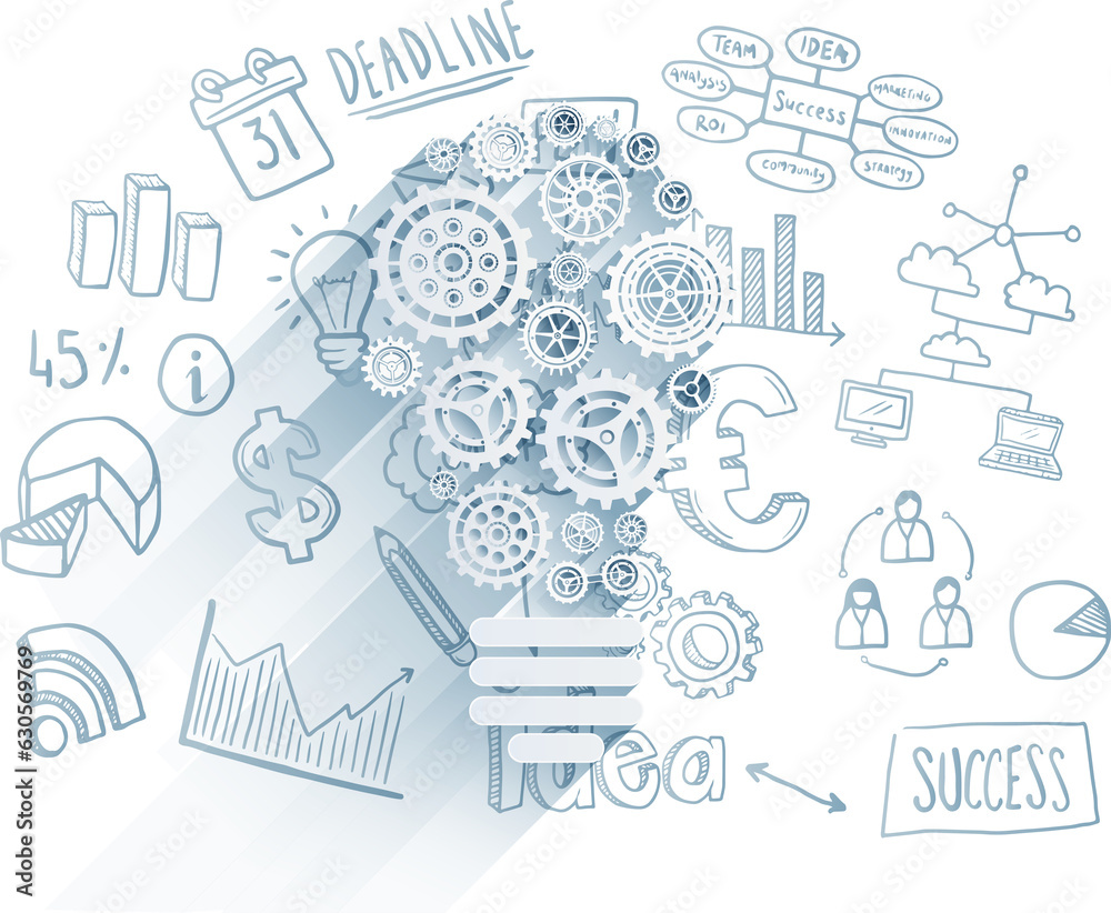 Digital png illustration of cogs and symbols on transparent background ...