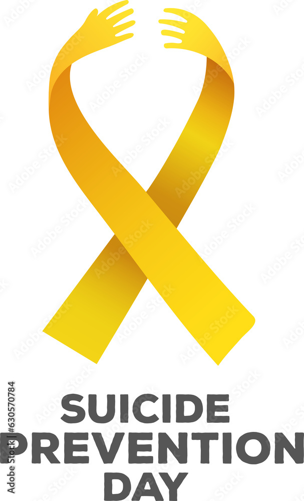 Digital png illustration of yellow ribbon with suicide prevention day ...