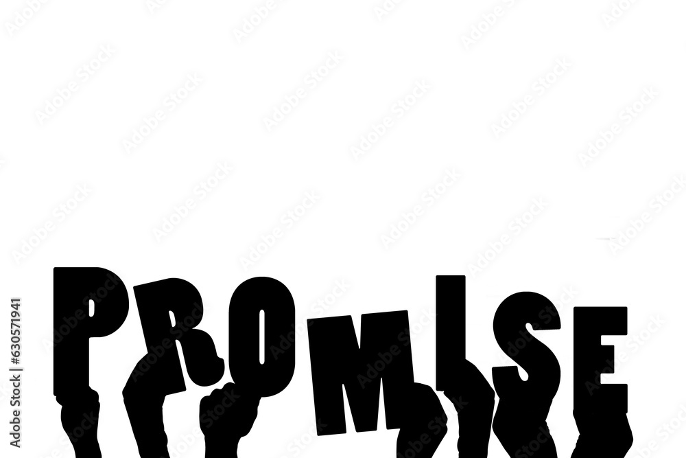 Digital png illustration of hands with promise text on transparent ...
