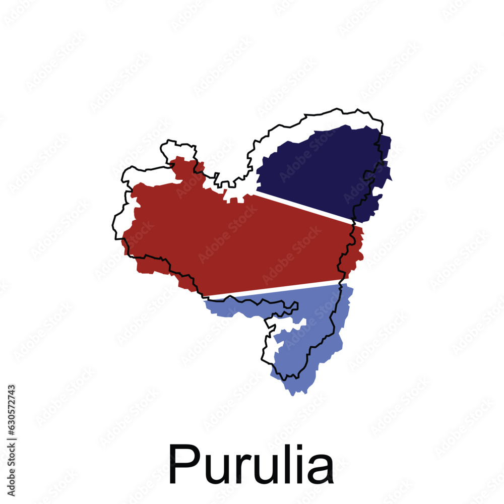 Map of Purulia modern outline, High detailed vector illustration Design ...