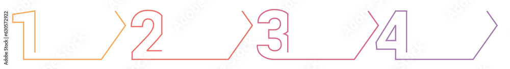 Four numbers with arrows and place for your text, four steps ...
