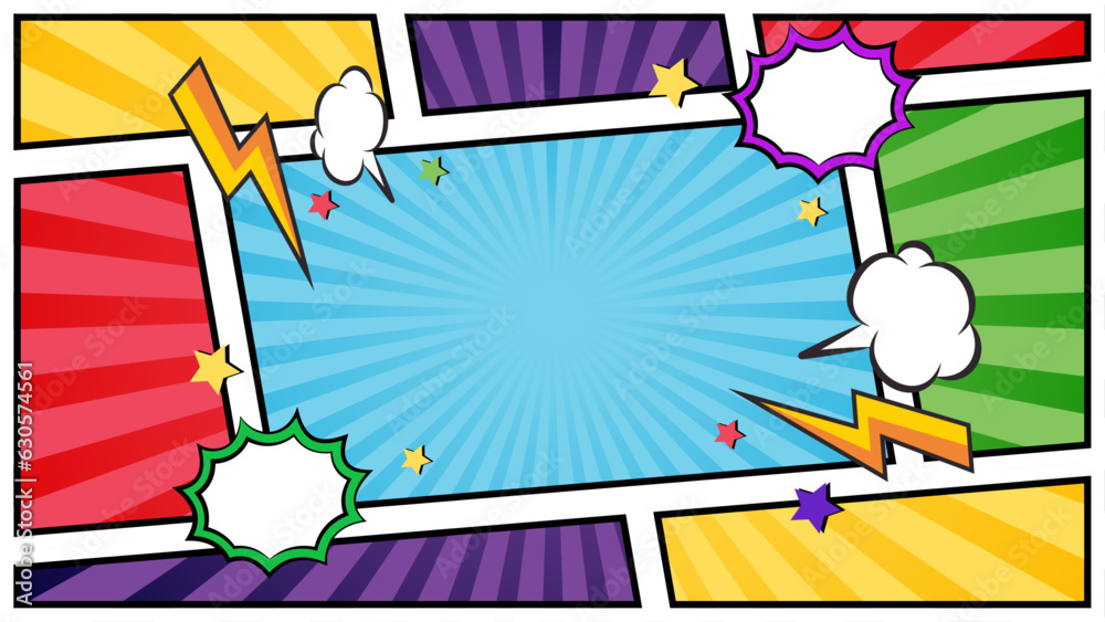 Cartoon comic background. Comics book colorful poster with colorful ...