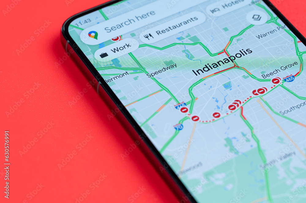 Map of traffic jams in Indianapolis Stock Photo | Adobe Stock
