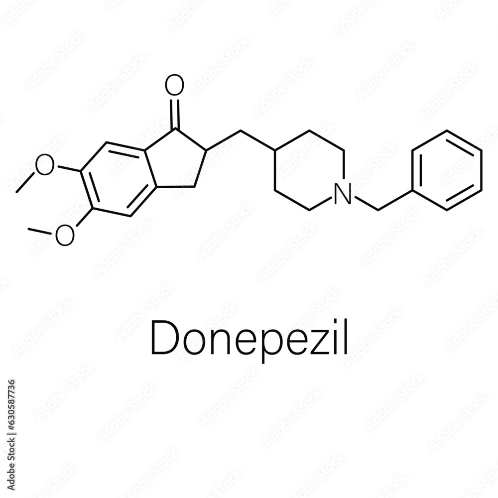 Vetor de Formula of chemical structure of Drugs, Retinol .Donepezil ...