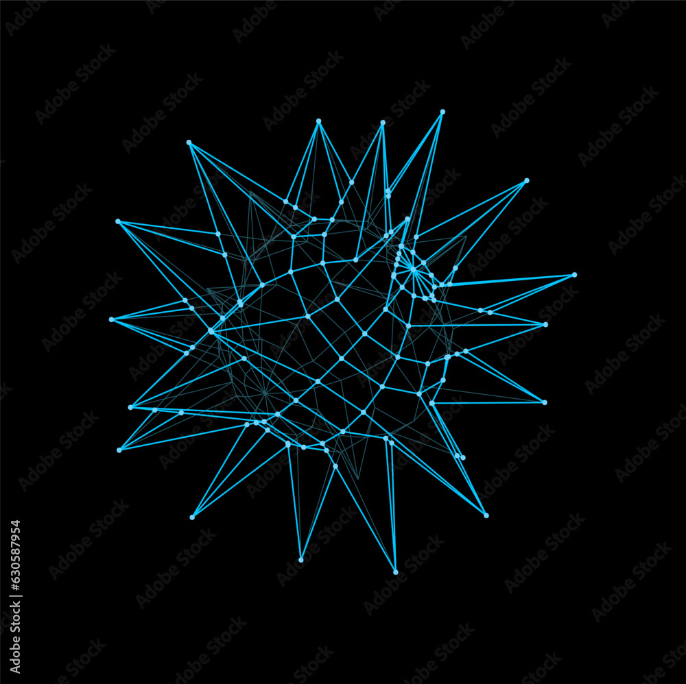 futuristic sphere and 3d ball shape with spikes. Digital technology ...