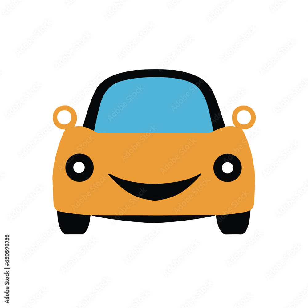 Vector illustration of car emoji also called car face, car cartoon face ...