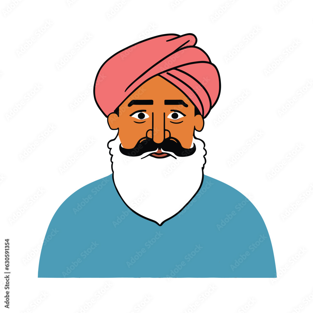 Vector illustration of indian old punjabi man also called sardar ji ...