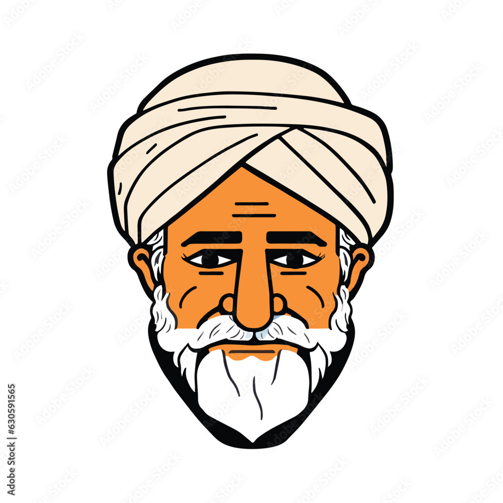 Vector illustration of indian old punjabi man also called sardar ji ...