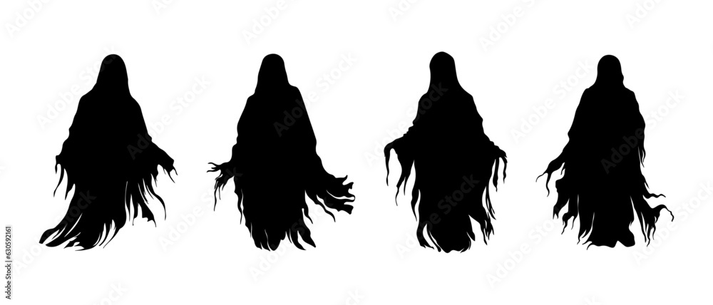 Vector Halloween Ghost Silhouette Set, Ghost Collection, isolated on white background, Vector ...