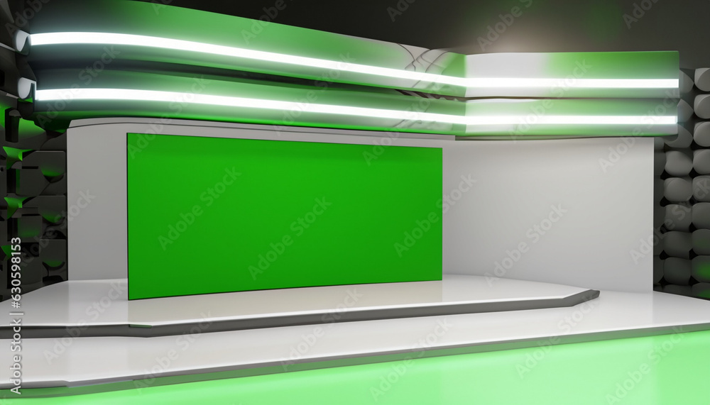 Virtual News Set background, Interior Green Screen room, virtual TV ...