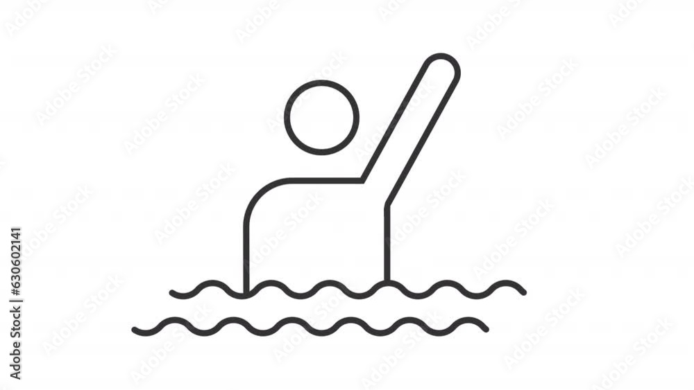 Rescue signal animated icon. Person waving arm above head line ...