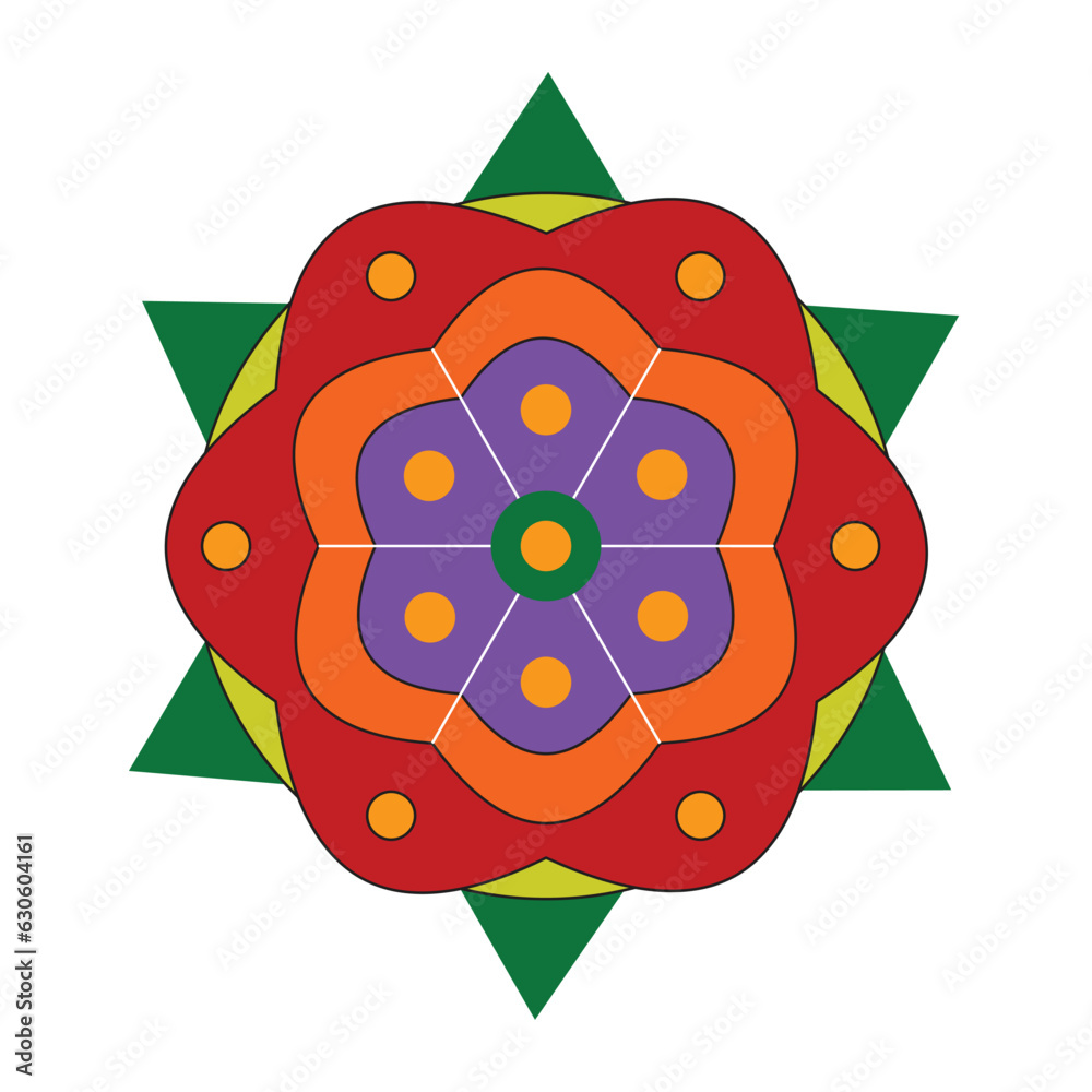 onam pookalam design vector design for onam wishes Stock Vector | Adobe ...
